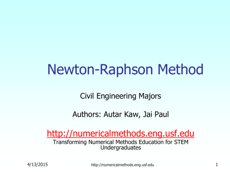 Newton-Raphson Method: Civil Engineering Application