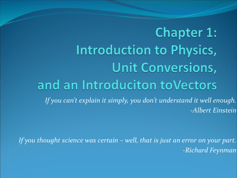 Lecture Chapter 1 And Introduction To Vectors