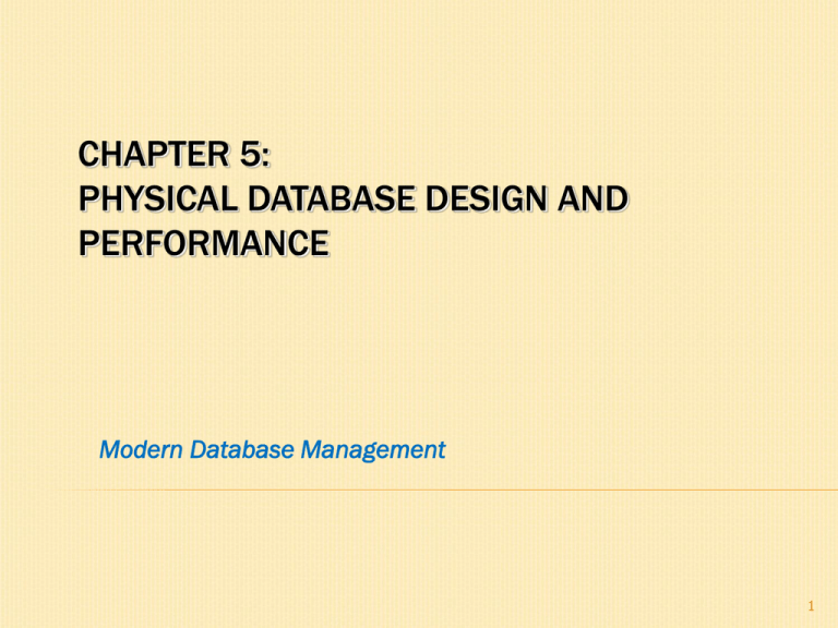 Physical Database Design & Performance Presentation