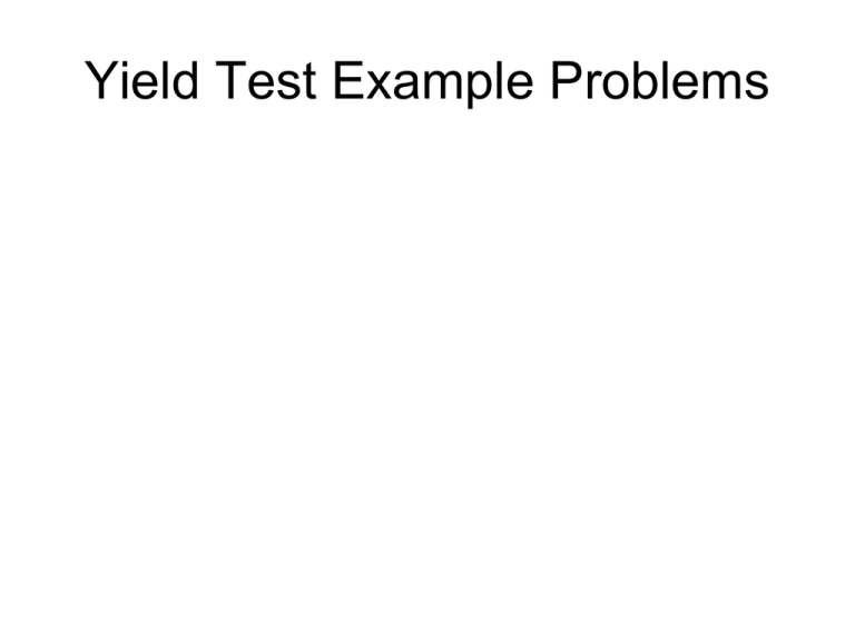 Yield Test Example Problems: Food Costing Worksheet