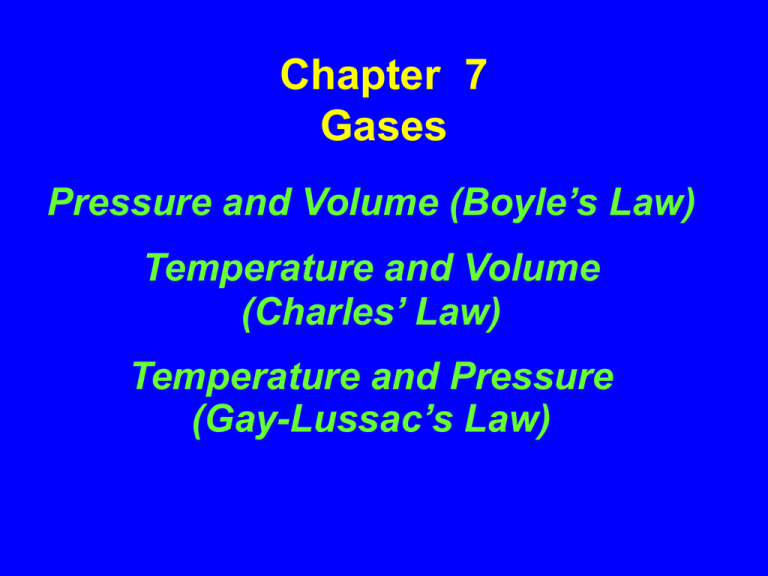 Gas Laws: Boyle's, Charles's, and Gay-Lussac's Laws