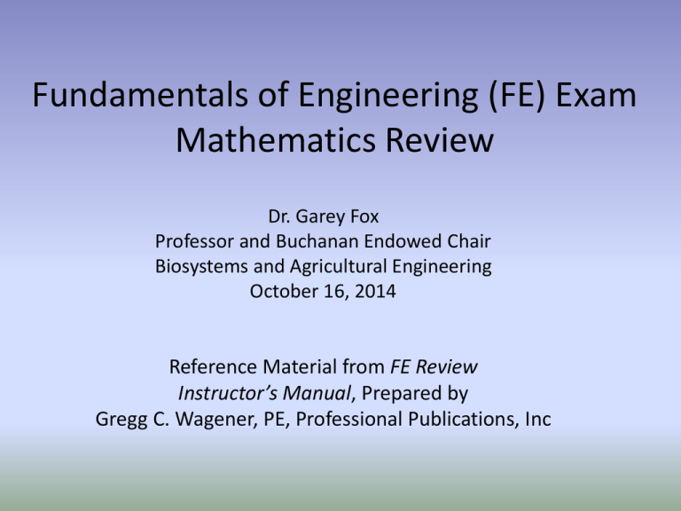 FE Exam Mathematics Review: Formulas & Examples