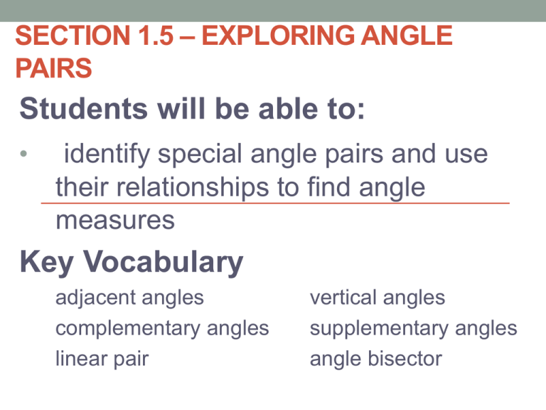 Exploring Angle Pairs: Geometry Concepts