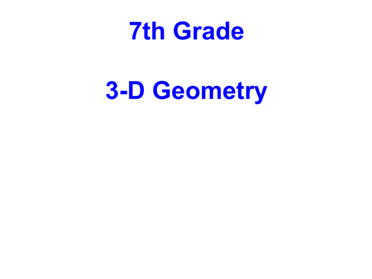 7th Grade 3-D Geometry: Solids, Volume, Surface Area