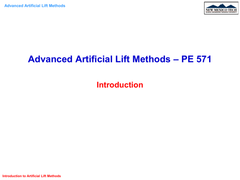 Introduction to Artificial Lift Methods