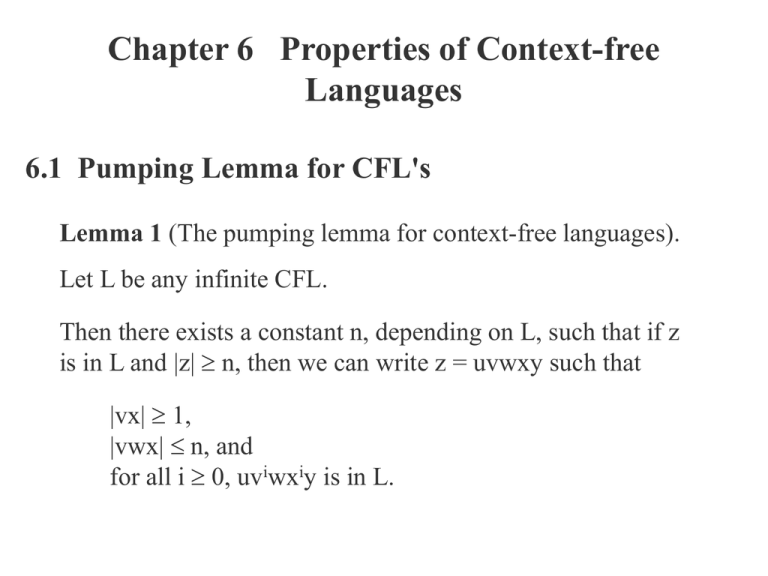 Context-Free Languages: Pumping Lemma & Ogden's Lemma
