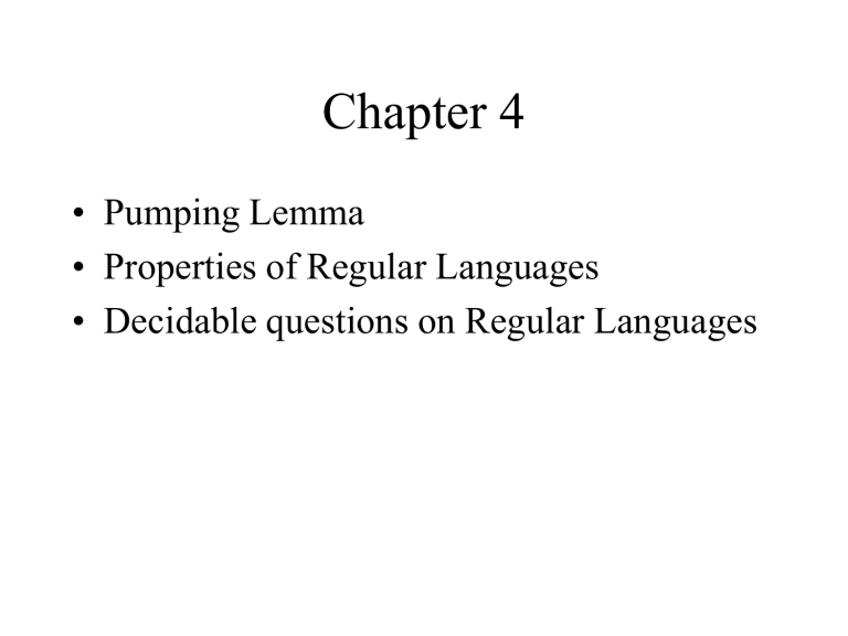 Pumping Lemma & Regular Languages: Theory & Properties
