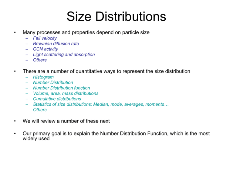 The Number Distribution