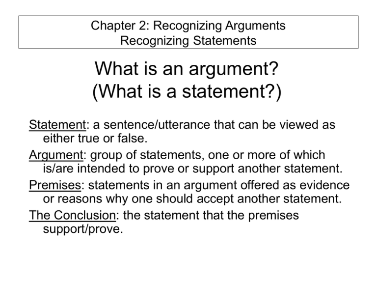 Recognizing Arguments: Logic Basics