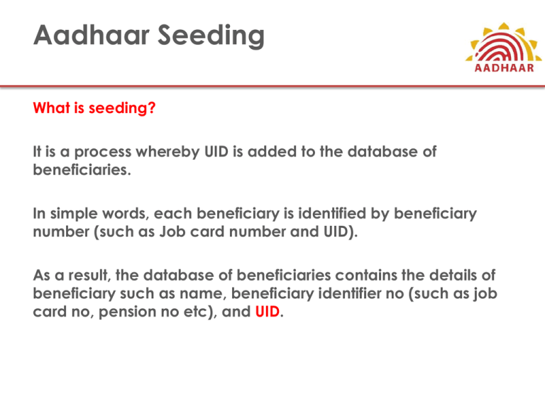 Aadhaar Seeding: Methods, Benefits, and Guidelines