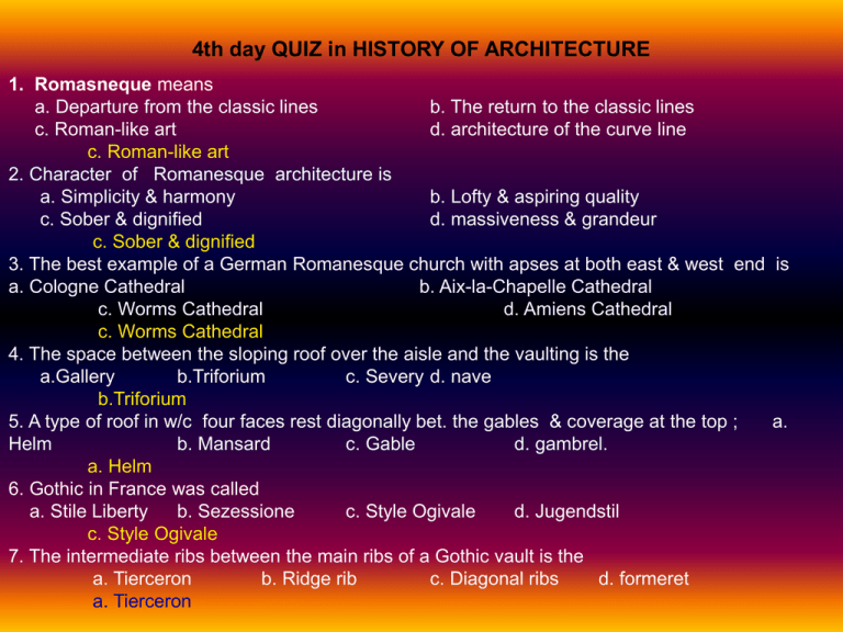 History of Architecture Quiz: Romanesque to Baroque