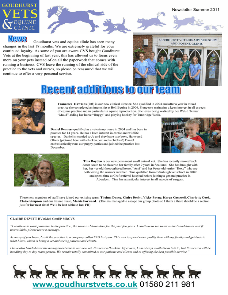 Goudhurst Vets Newsletter: New Staff & Pet Care Tips