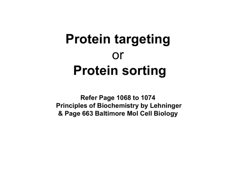 Protein Targeting & Sorting: Mechanisms & Pathways