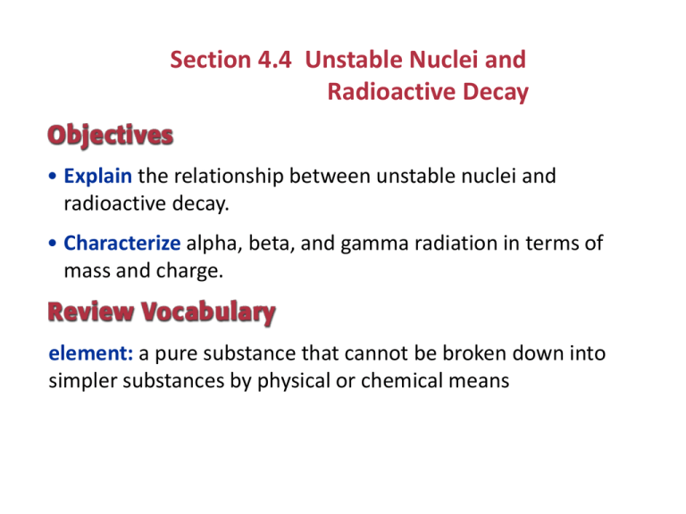 Unstable Nuclei & Radioactive Decay: Alpha, Beta, Gamma