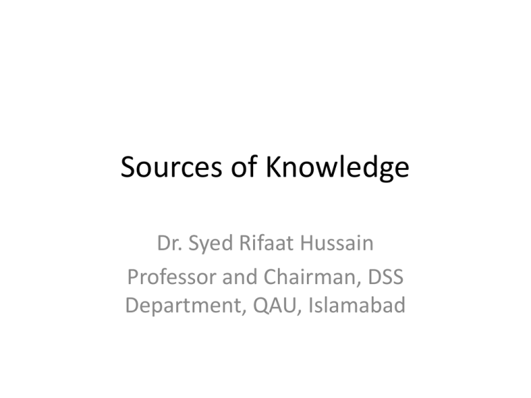 Sources of Knowledge