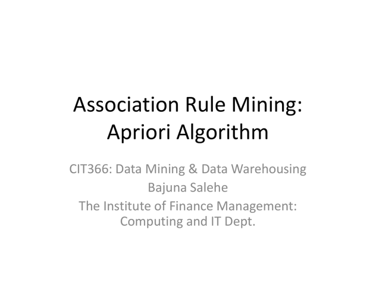 Apriori Algorithm: Association Rule Mining Presentation