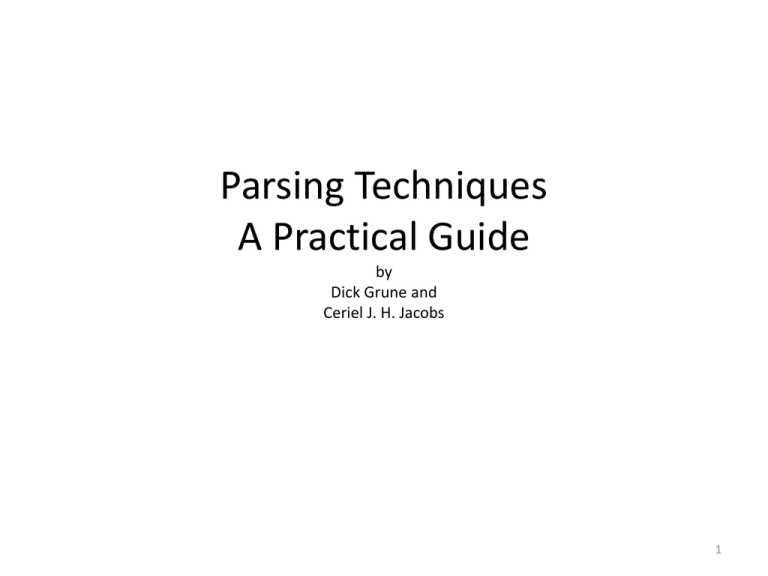 Parsing Techniques A Practical Guide