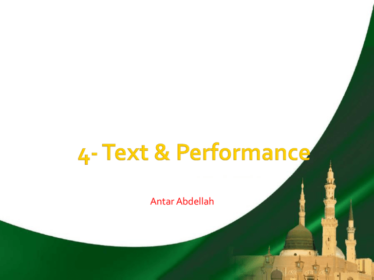 Text & Performance: Dramatic Text Analysis
