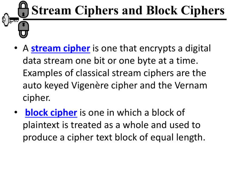 Stream & Block Ciphers: Modes of Operation