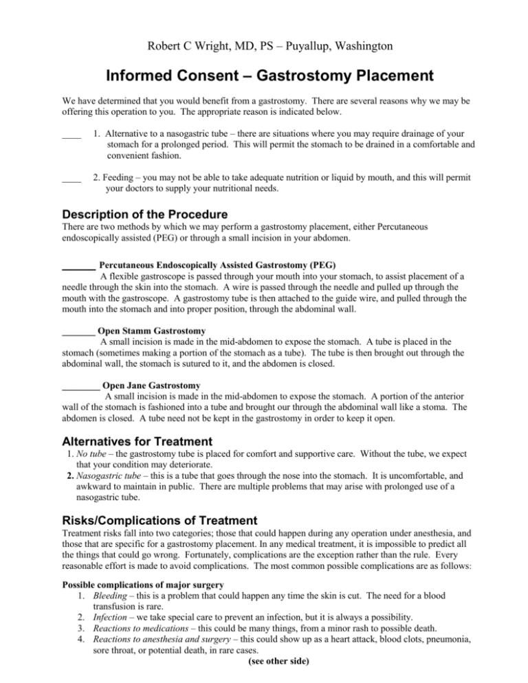 Informed Consent – Gastrostomy Placement