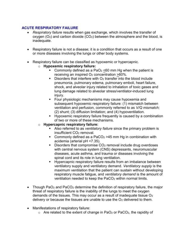 ACUTE RESPIRATORY FAILURE