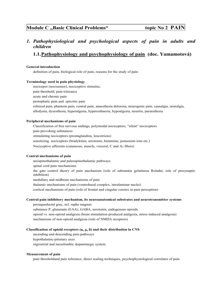 Acute and chronic pain