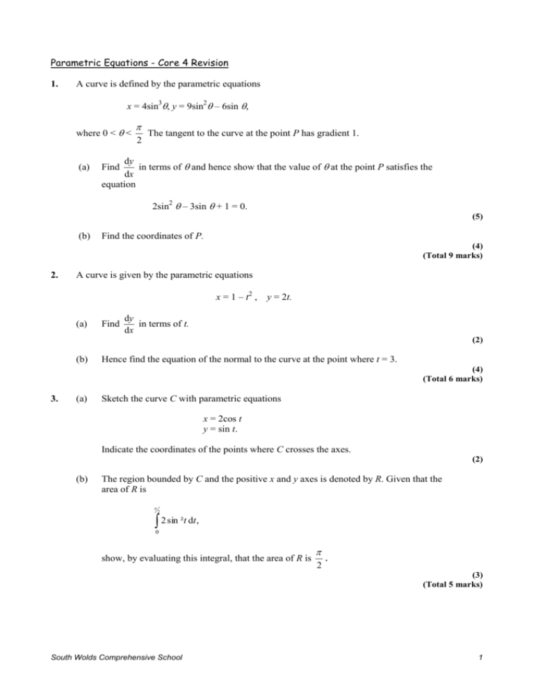 Core 4 Parametric Equations 2