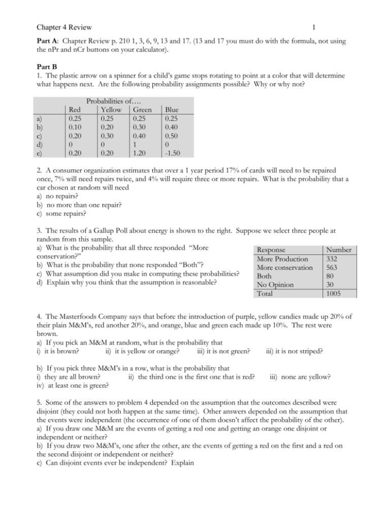Chapter 2 Review – Due Wednesday