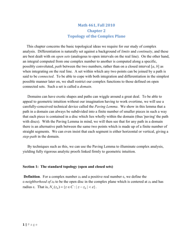 Chapter 2, Topology of the Complex Plane