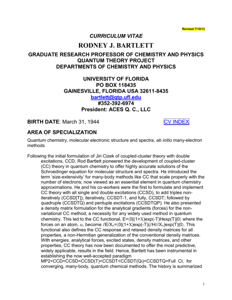 CURRICULUM VITAE - Quantum Theory Project
