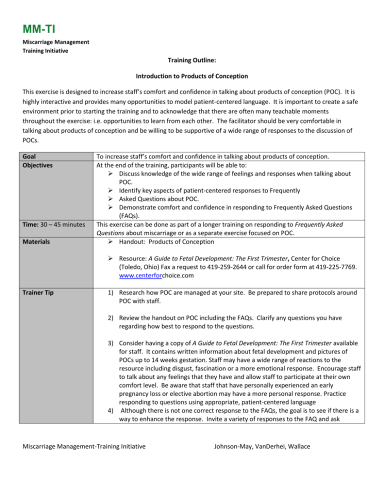 Introduction to Products of Conception