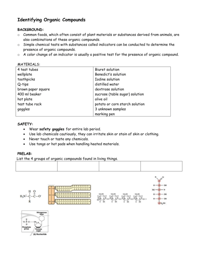 Identifying Organic Compounds Lab