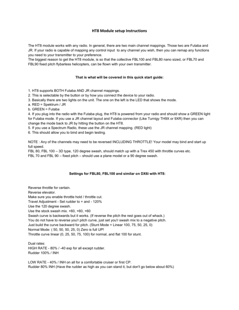 HiSKY HT8 Module setup Instructions