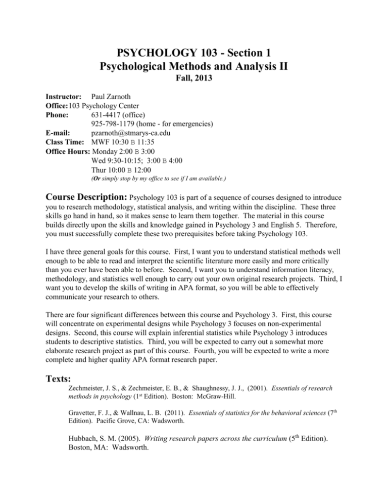 Psychological Methods and Analysis