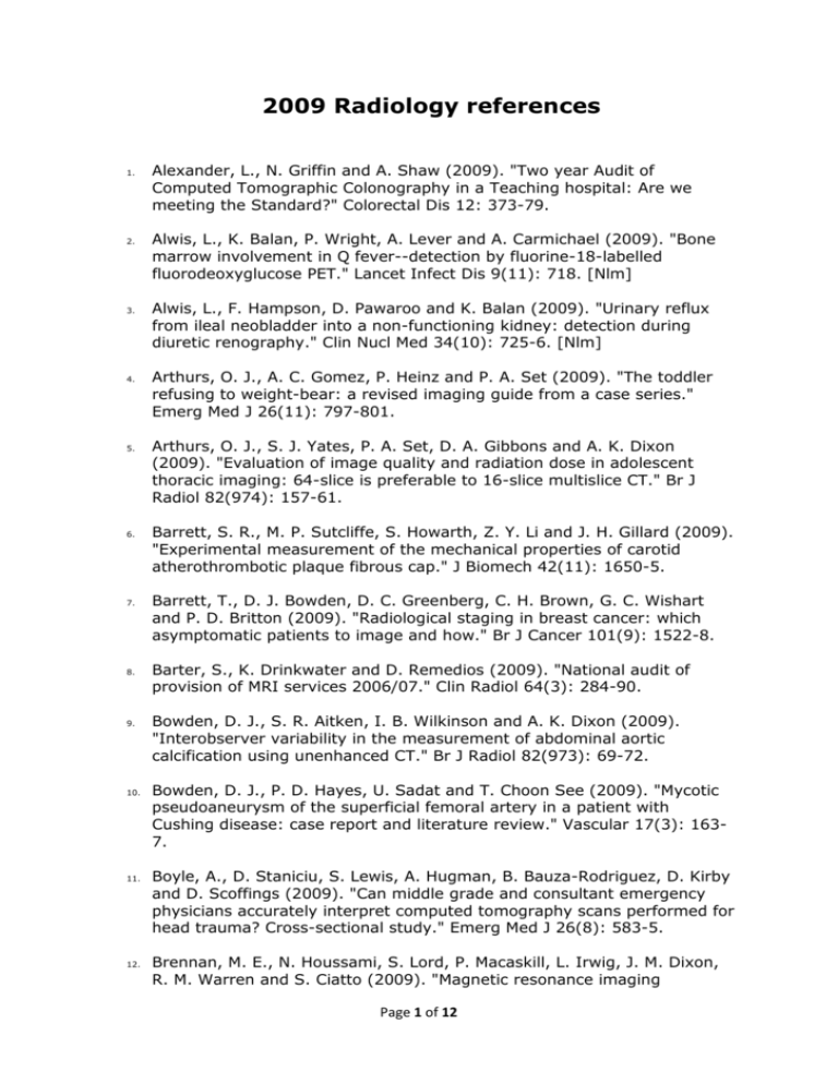 2009 Radiology references