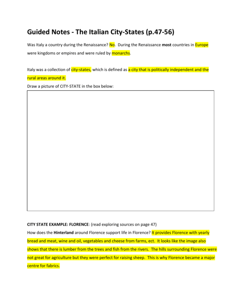 Chp. 2 – Guided Notes – The Italian City-States-KEY