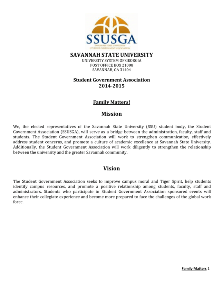 Student Government Association Goals and Objectives