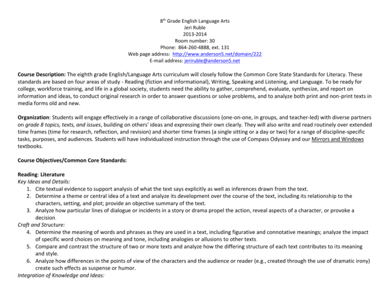 8th Grade English Language Arts