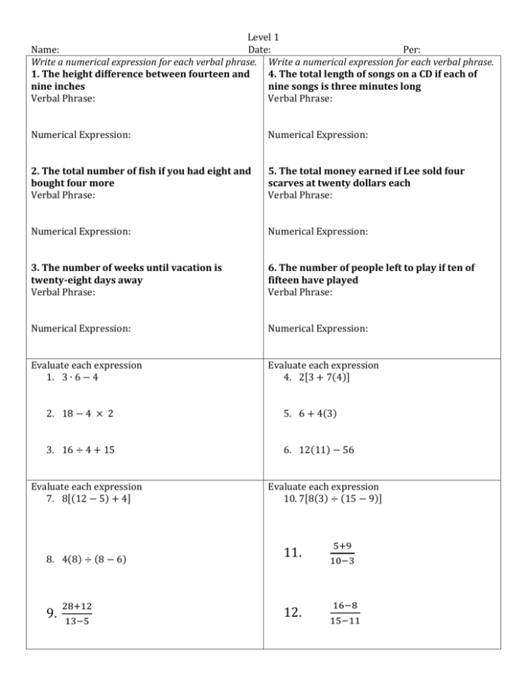 Level 1 Name Date Per Write A Numerical Expression For Each level-1-name-date-per-write-a-numerical-expression-for-each