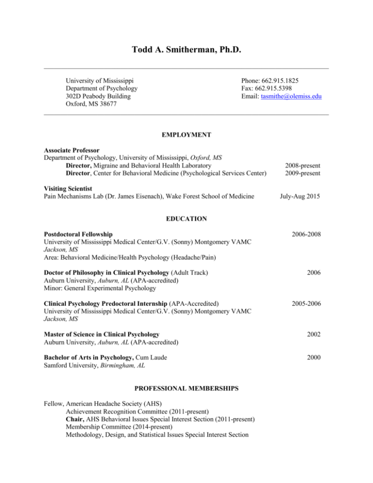 CURRICULUM VITA - Psychology