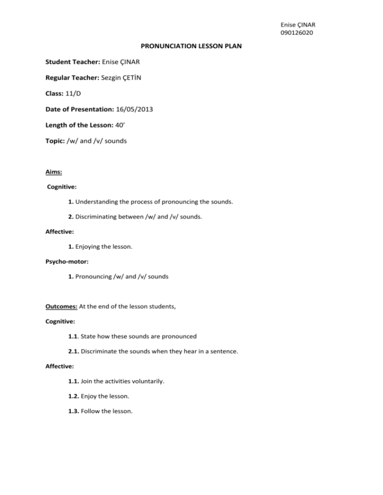 pronunciation lesson plan