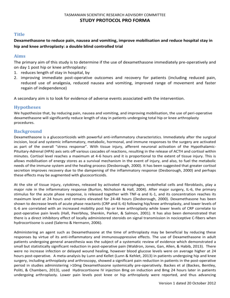study protocol pro forma