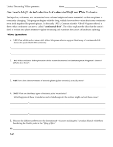Worksheet on the Plate Tectonic Theory