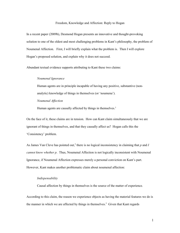 Freedom, Knowledge and Affection