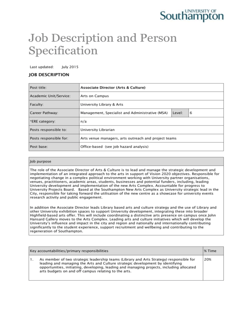 Job Description and Person Specification