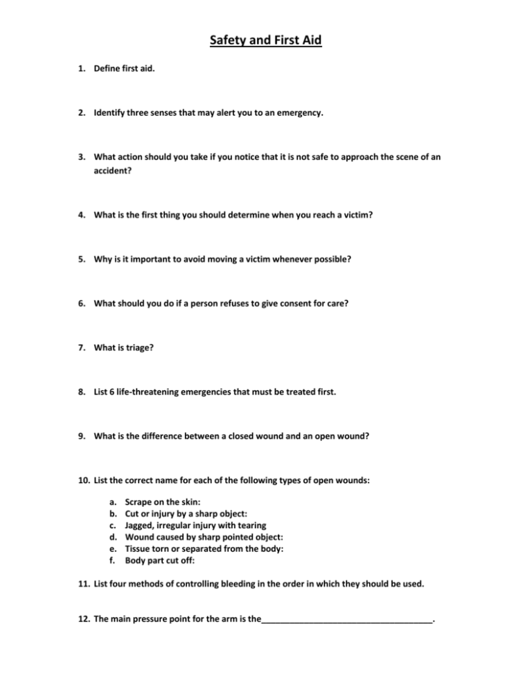 Safety and First Aid