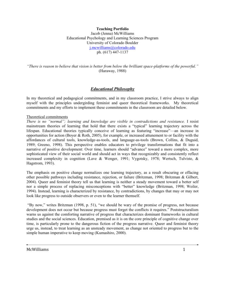 Statement Of Teaching Philosophy