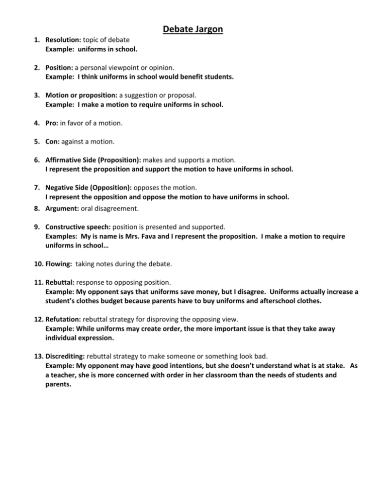 Debate handout