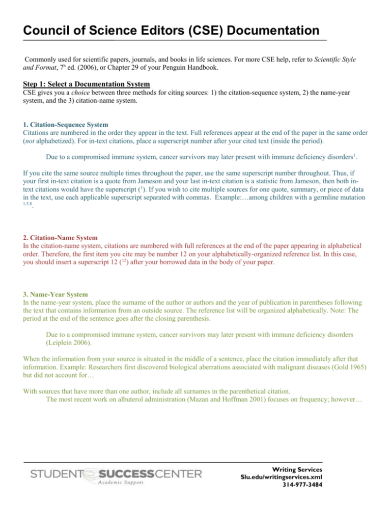 Council of Science Editors (CSE) Documentation