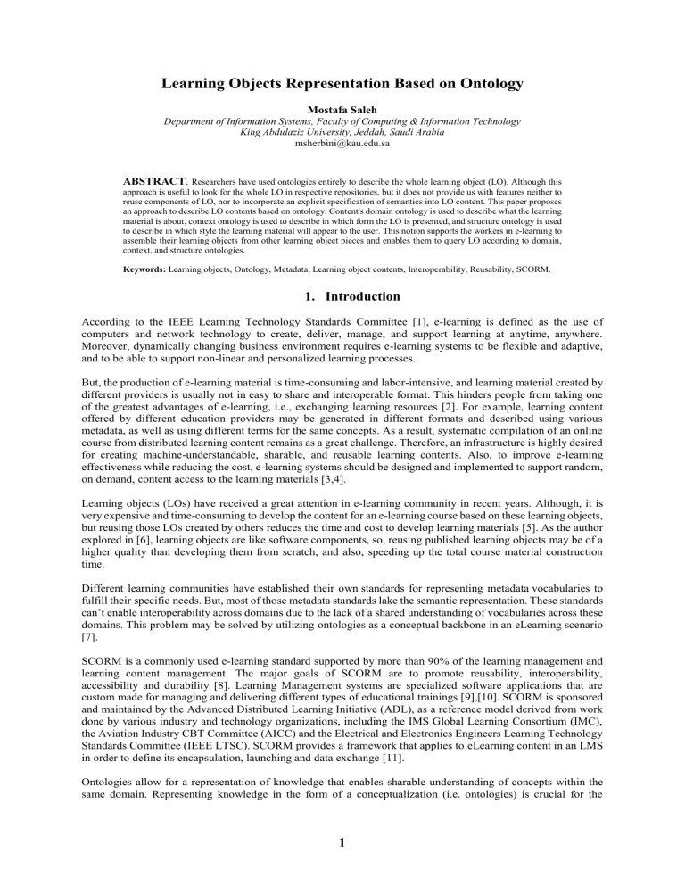 Learning Objects Representation Based On Ontology